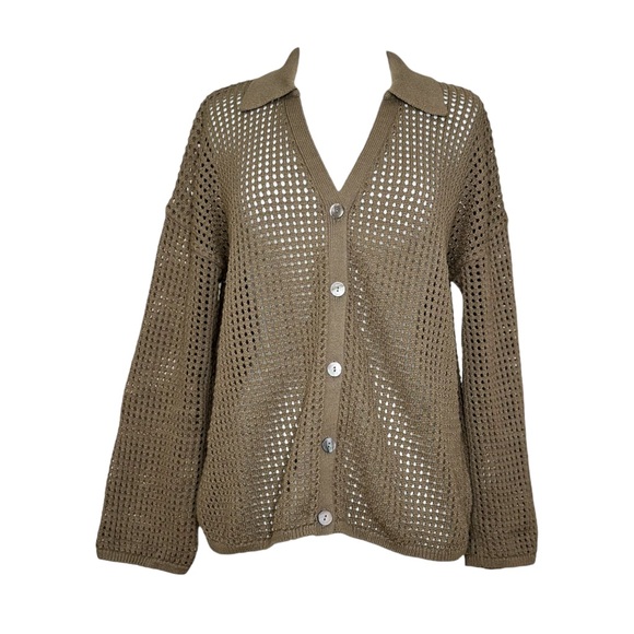 Reformation | Sweaters | Reformation Milo Open Knit Cardigan Shitake ...